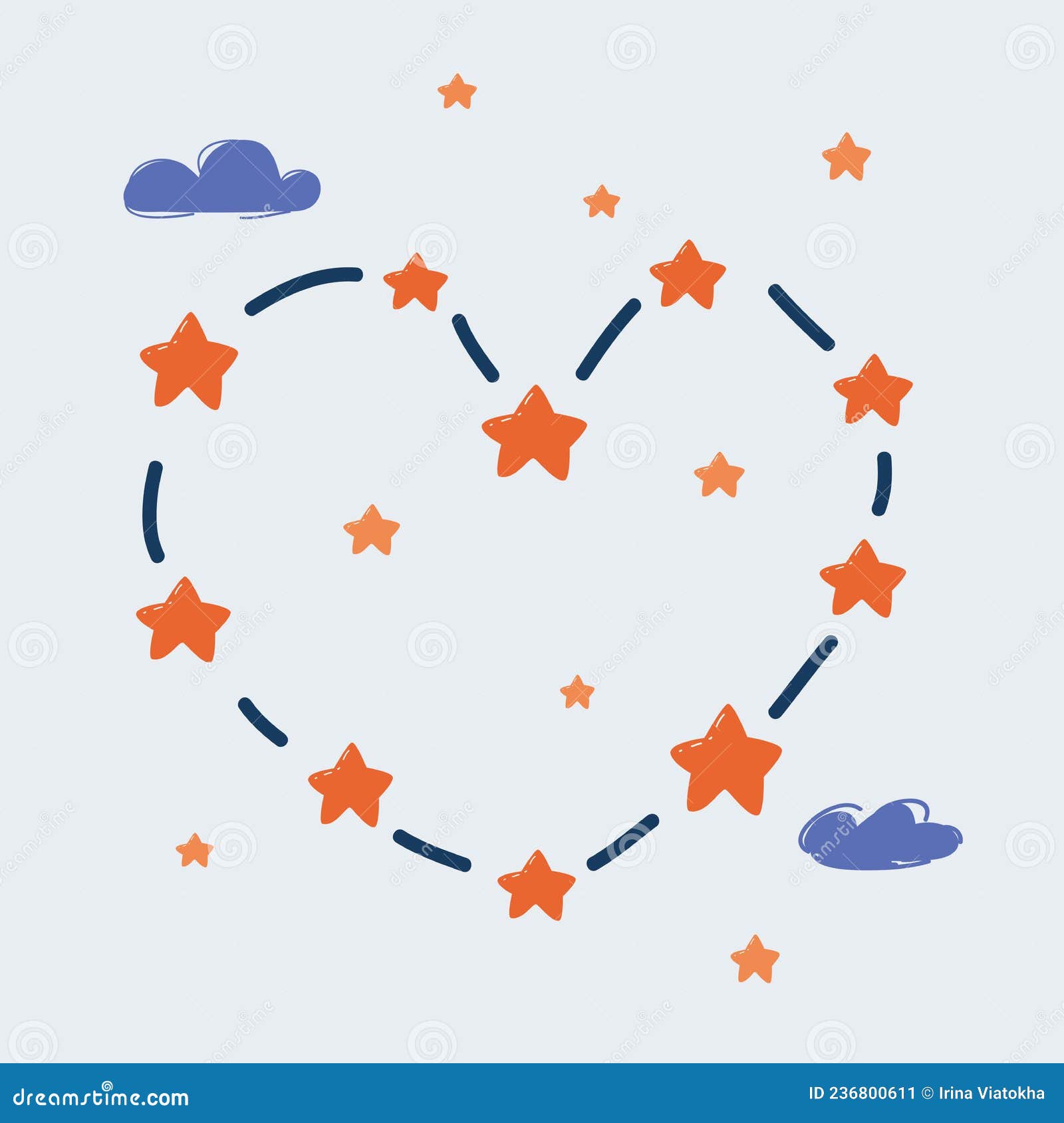 Vector Illustration of Bright Stars Heart Shape in Sky Stock Vector ...