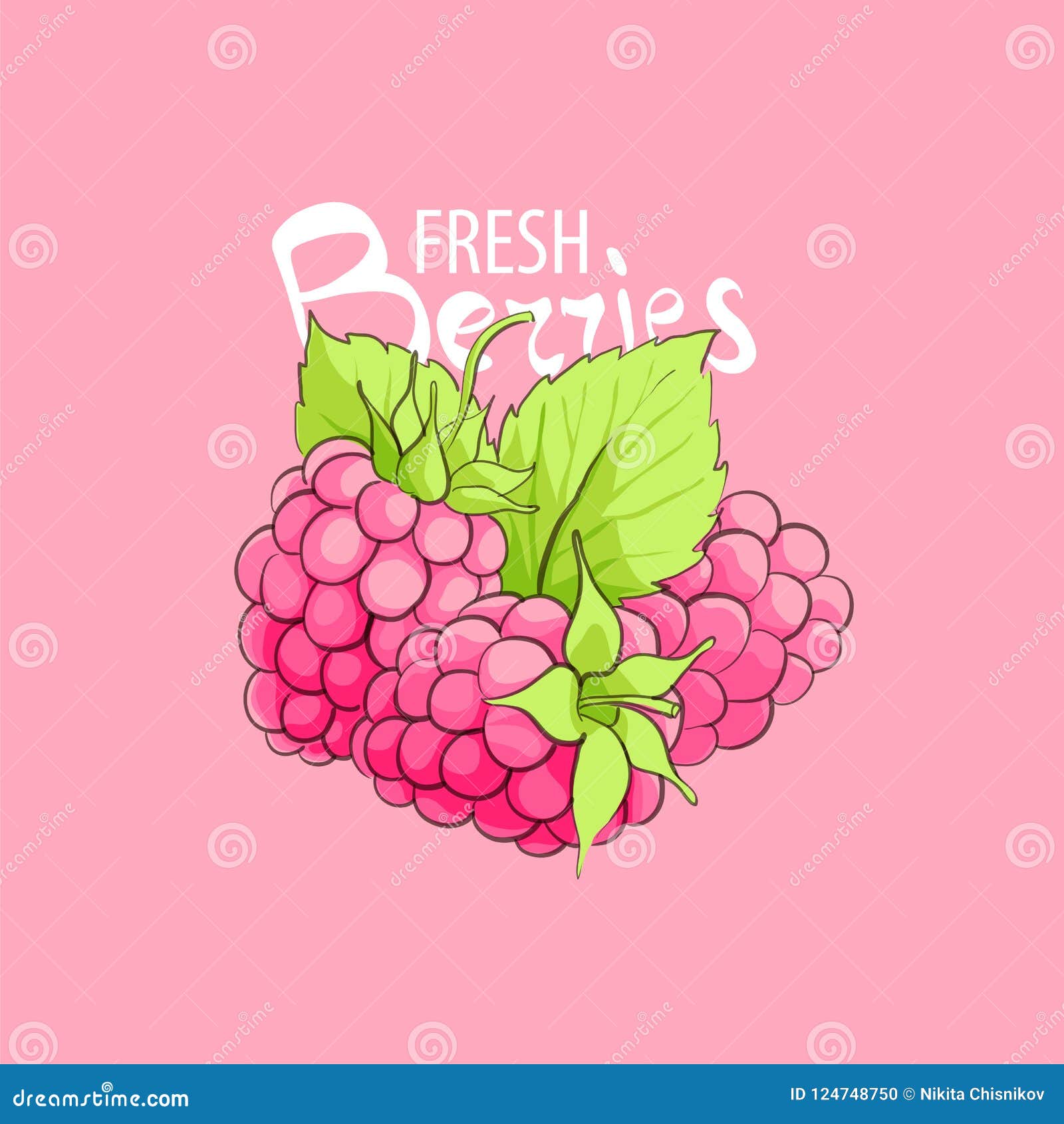 Sweet bright raspberry stock vector. Illustration of wild - 124748750