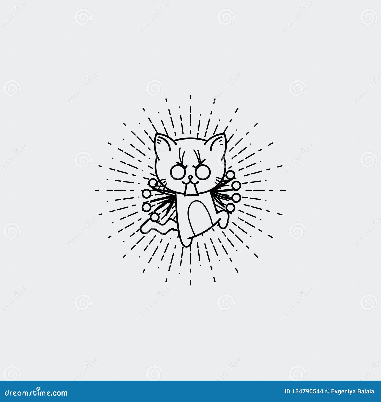 Vector Illustration of a Bristling Cartoon Cat Stock Vector ...