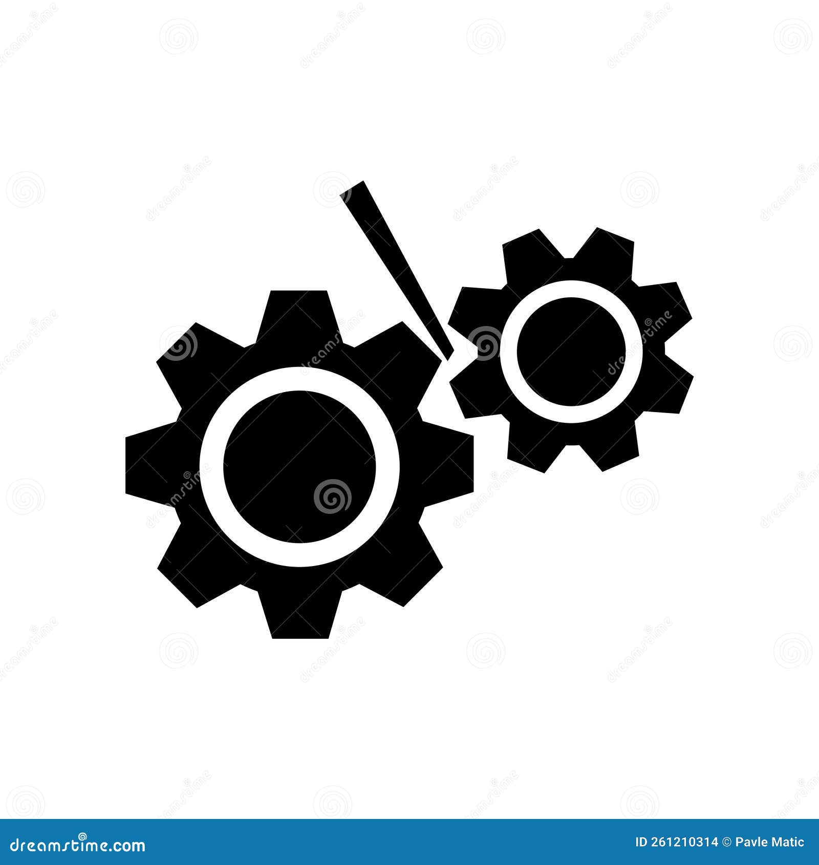 Broken Gears Icon Sign Symbol Isolated on White Background Stock Vector ...