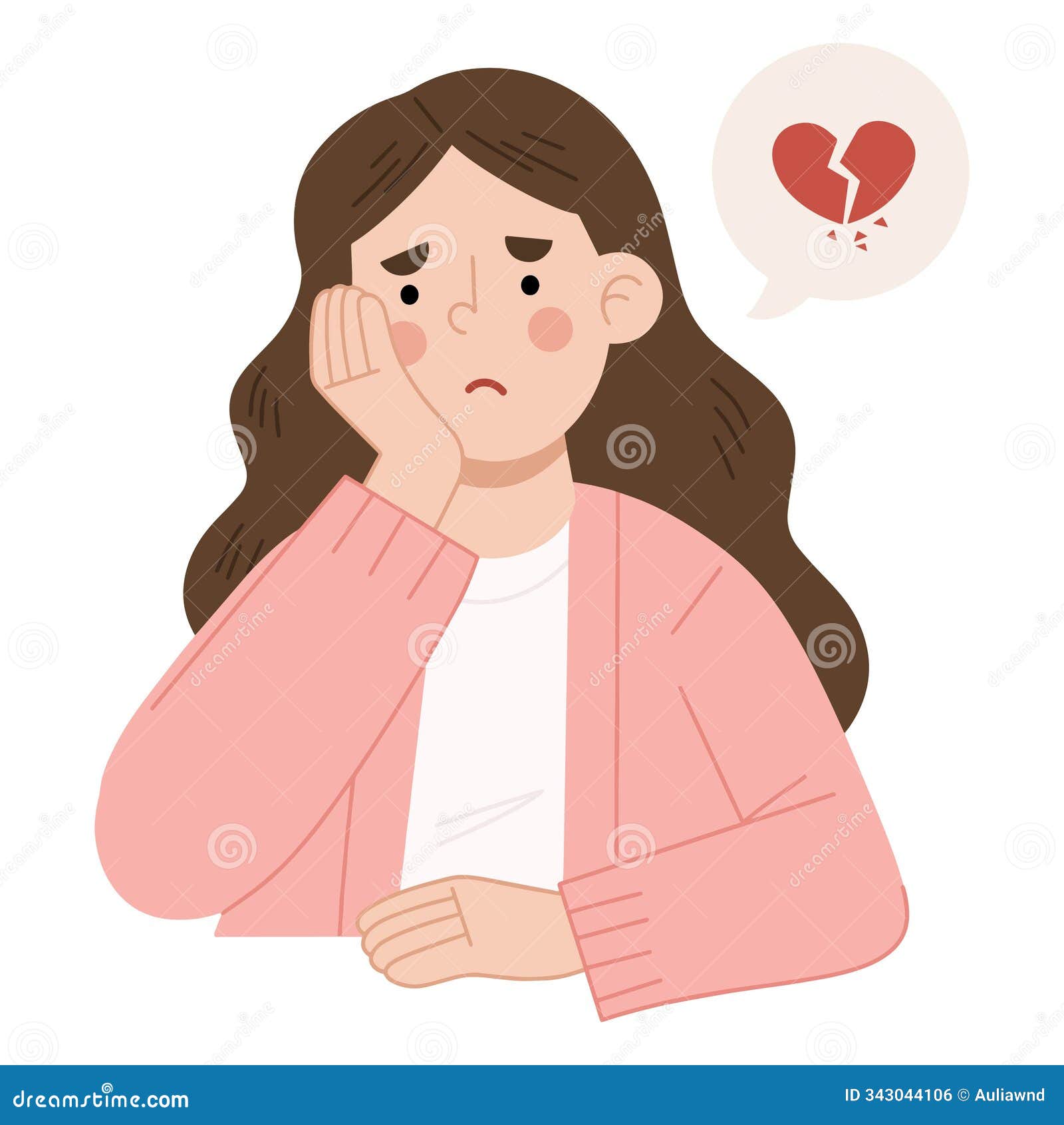 Broken Hearted Illustration Cartoon, Stickman Character On White ...