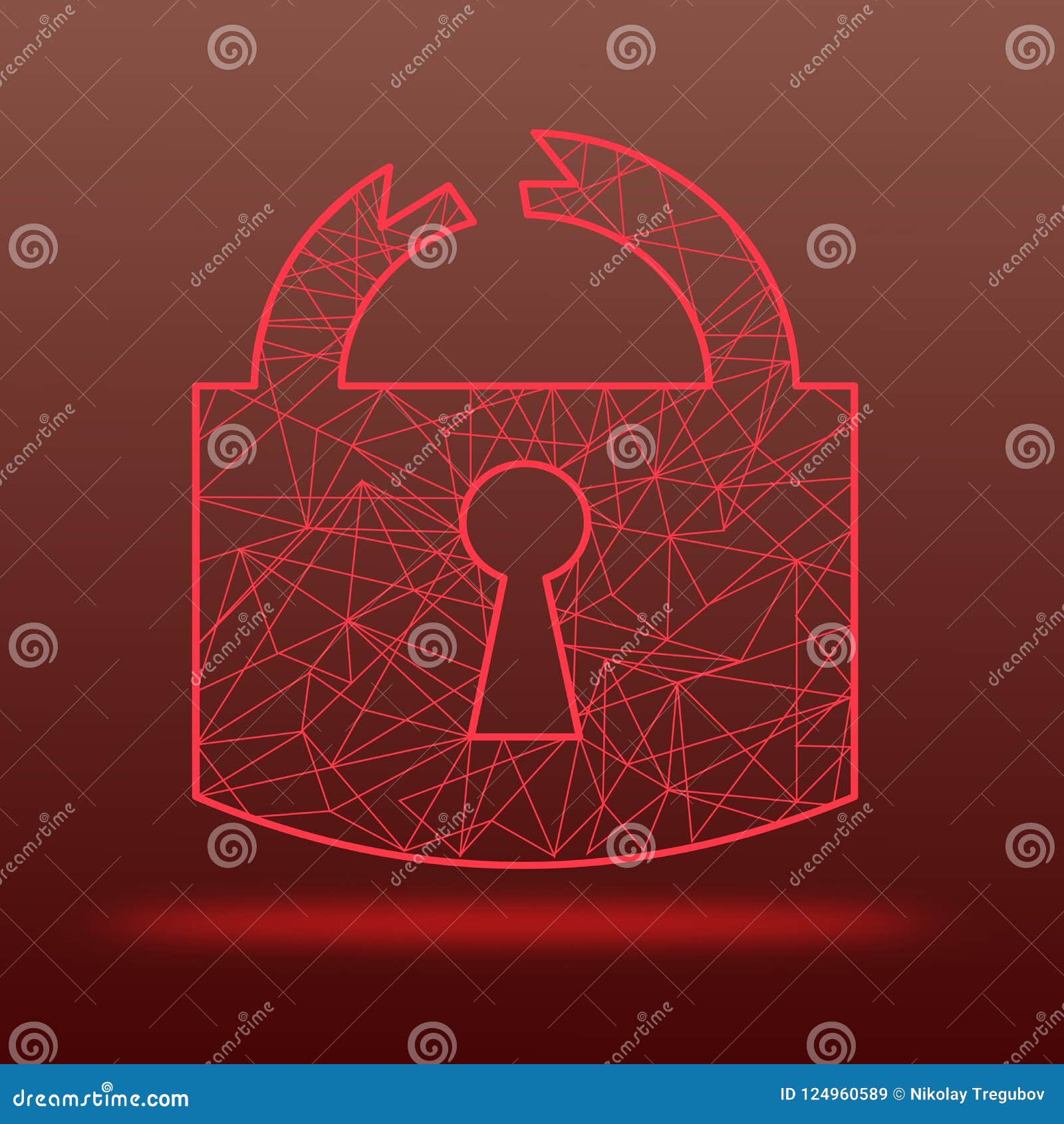 Vector Illustration of a Broken Lock on Red Background Stock Vector ...