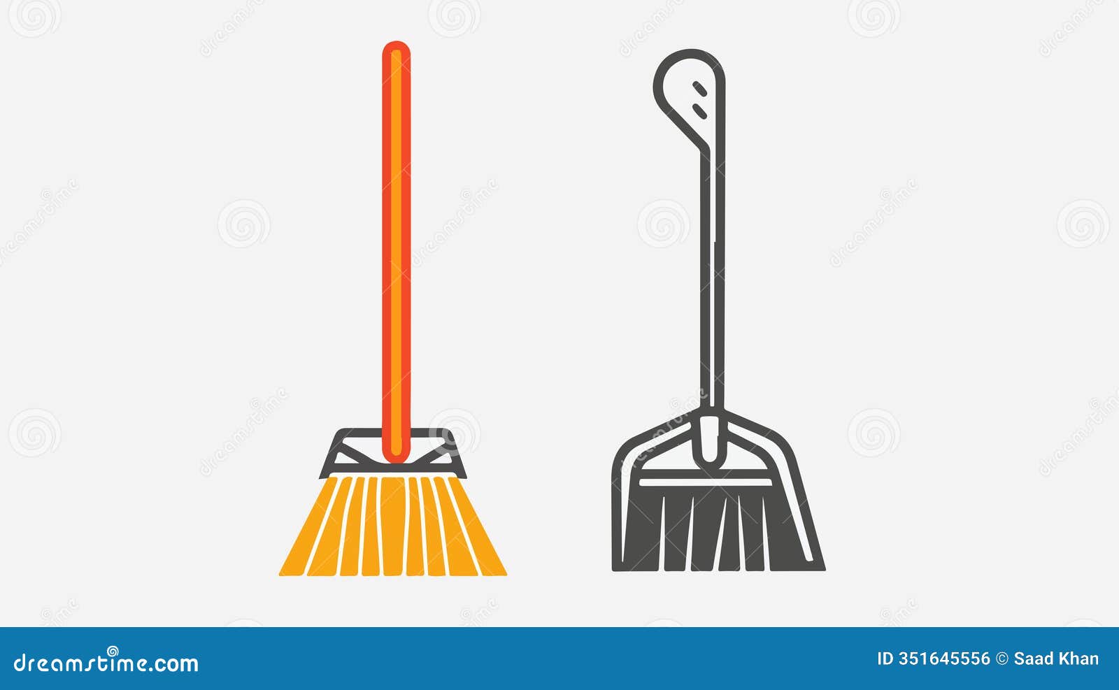 Modern Broom and Dustpan Outline Icons Vector Illustration Stock Vector ...