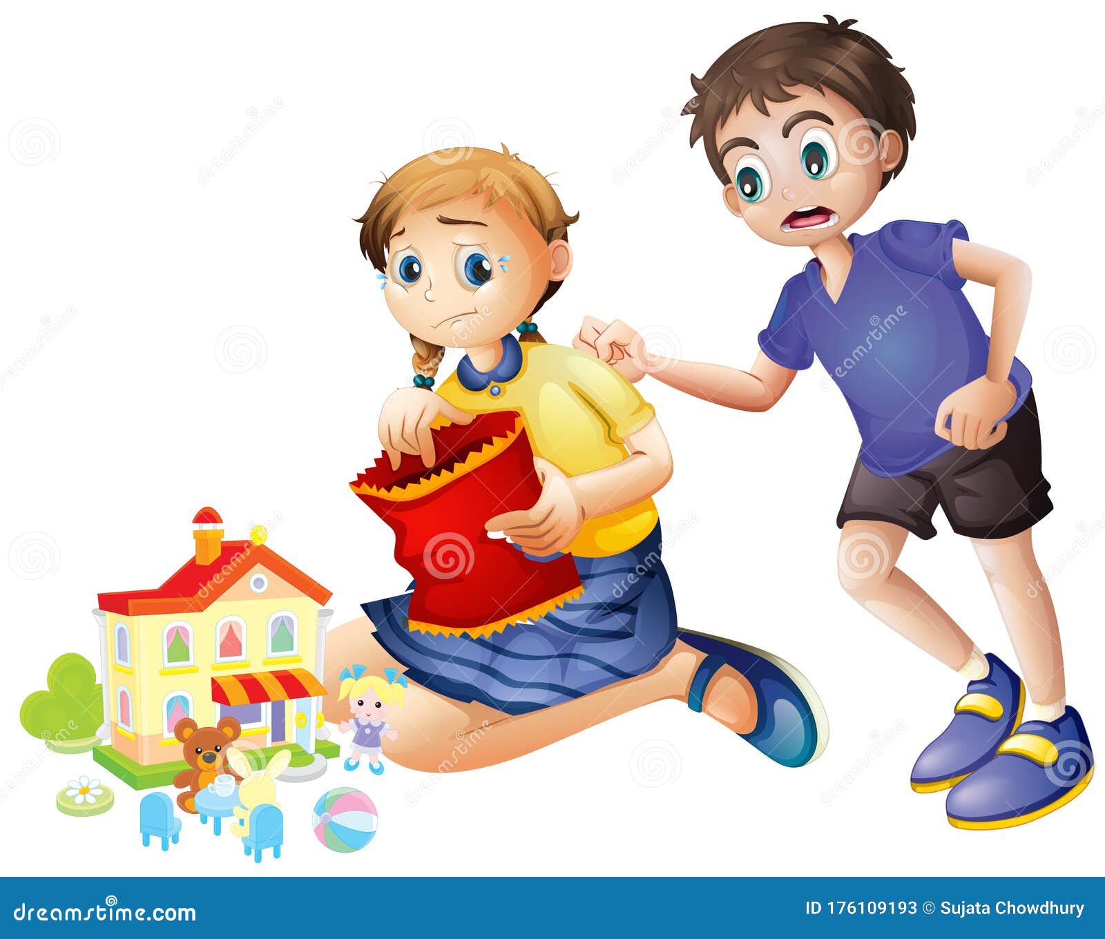 Fighting Brothers Clipart