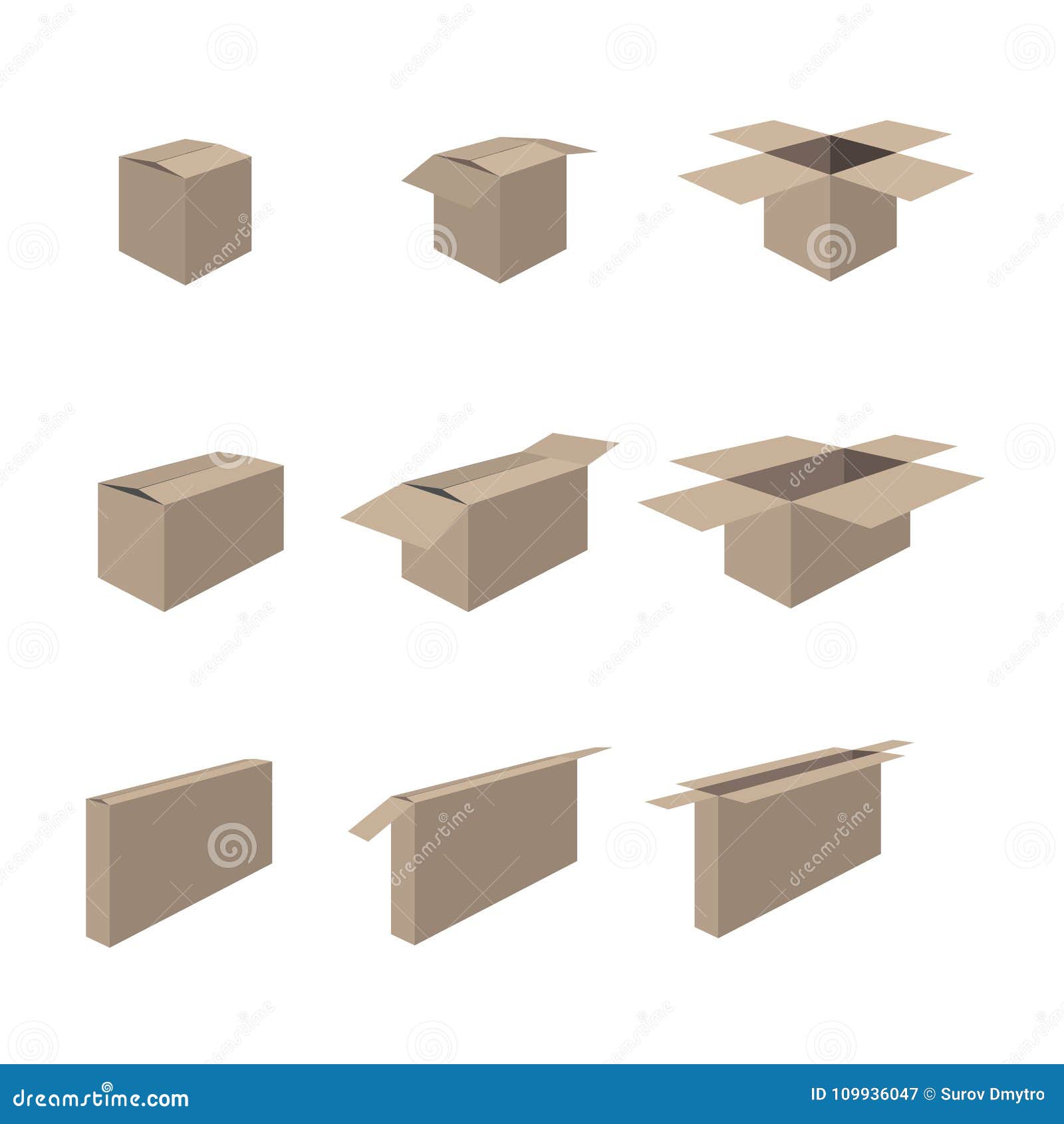 Brown boxes package set stock vector. Illustration of block - 109936047