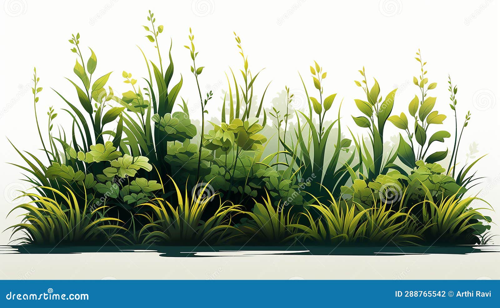 Vector Illustration of Brush Stroke Style Grass Stock Illustration ...