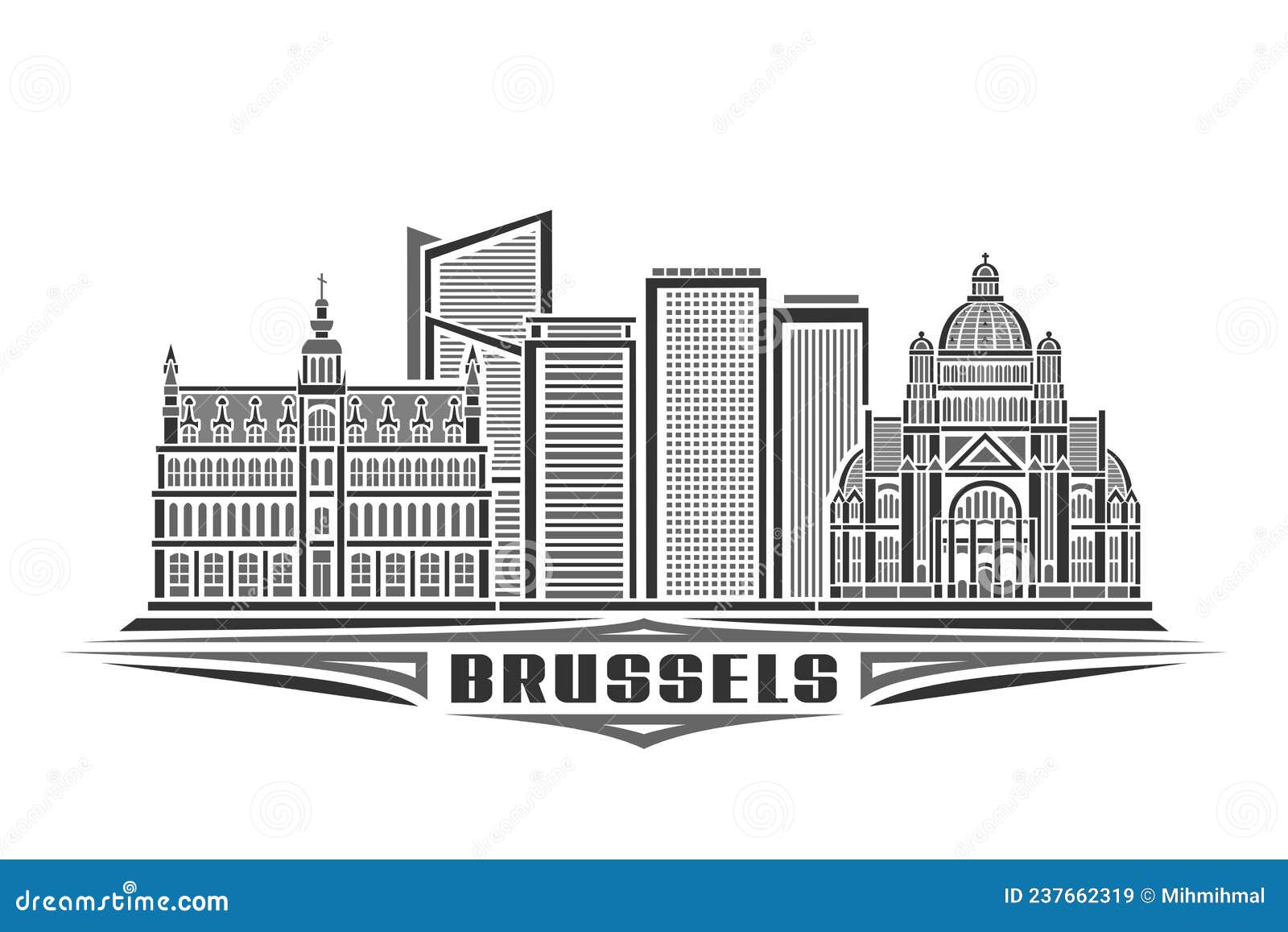 Vector Illustration of Brussels Stock Vector - Illustration of ...
