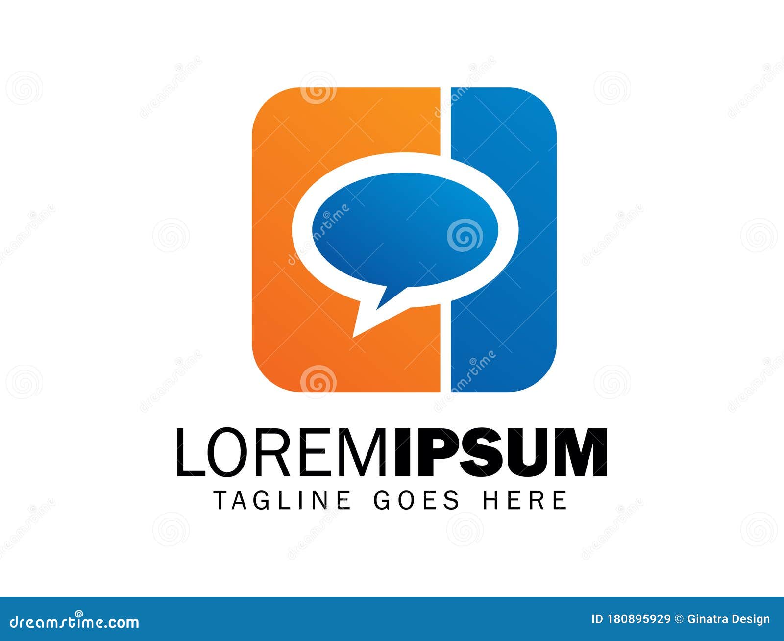 Bubble Chat in Square Shape Logo in Blue and Orange Color Stock Vector ...