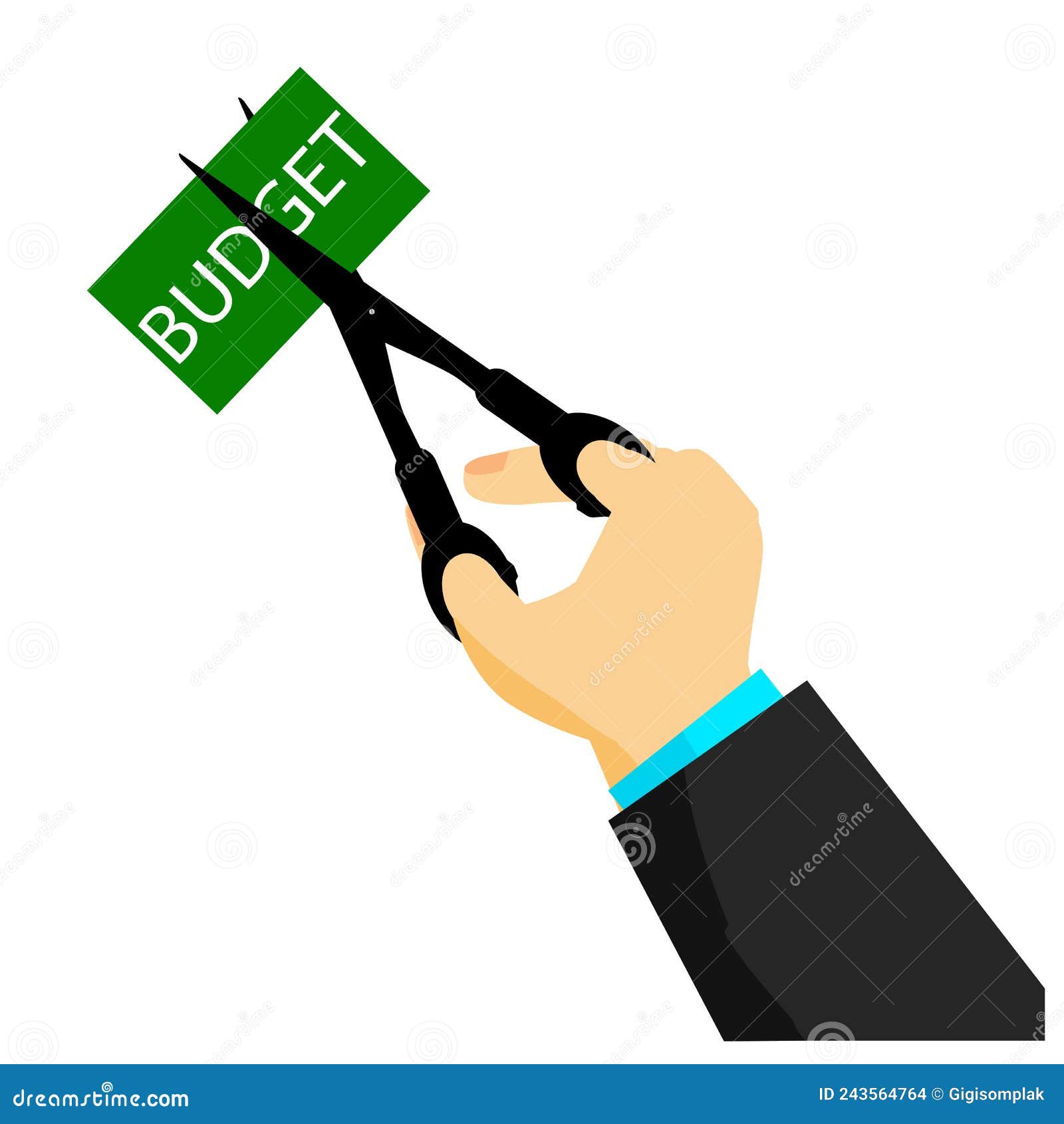 Simple Vector Illustration for Budget Cutting, Isolated on White Stock ...