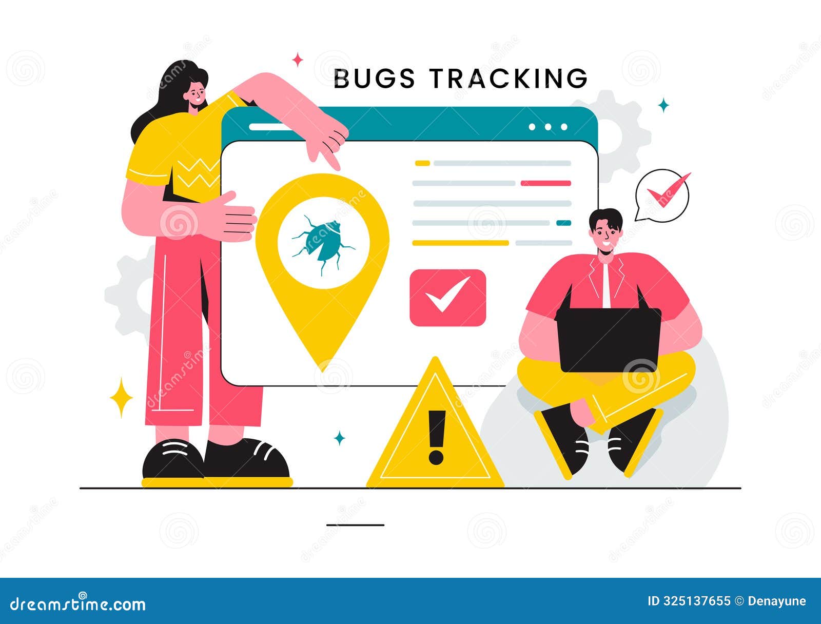 Vector Illustration of a Bug Tracking Tool with Mobile Phone Protection ...
