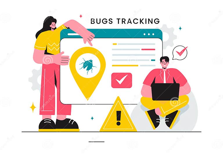 Vector Illustration of a Bug Tracking Tool with Mobile Phone Protection ...