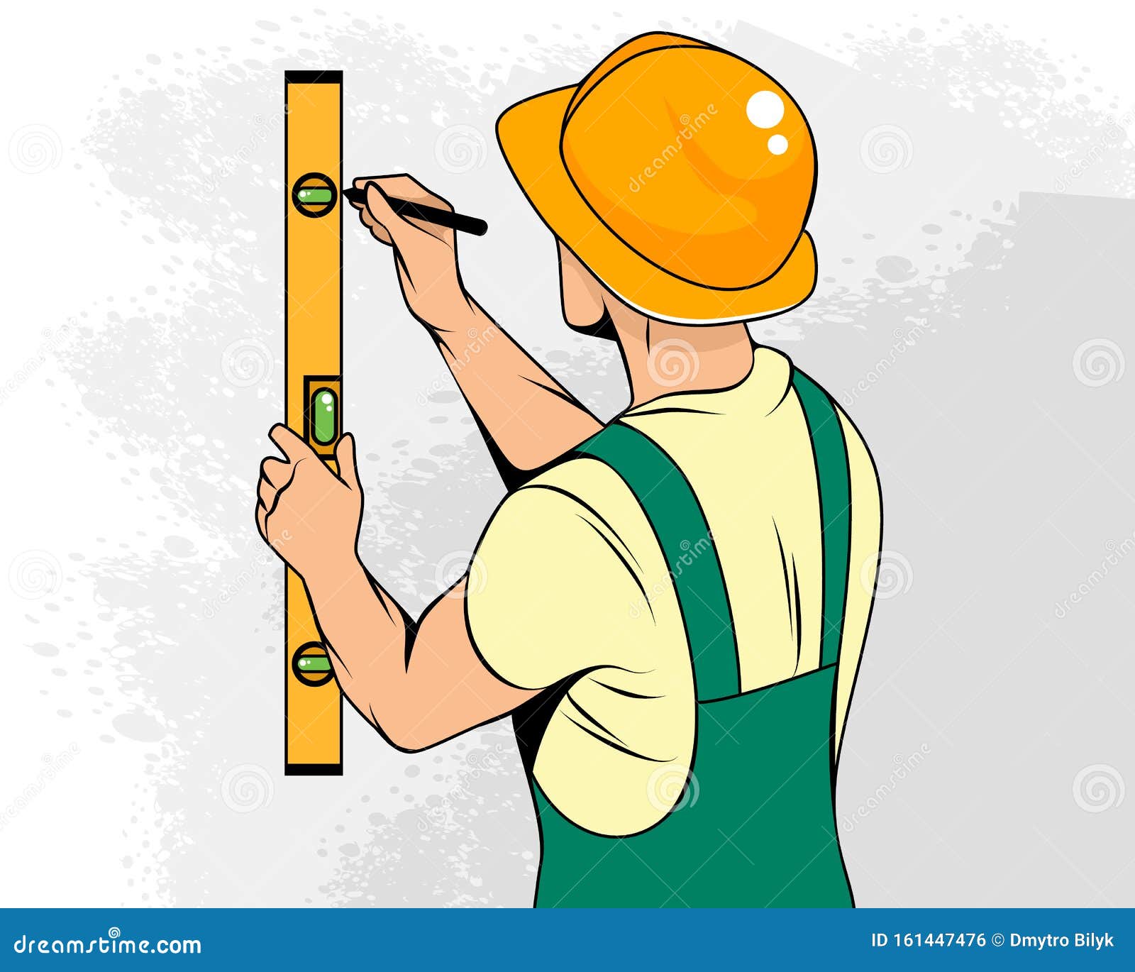 Builder with a level ruler stock vector. Illustration of labourer ...