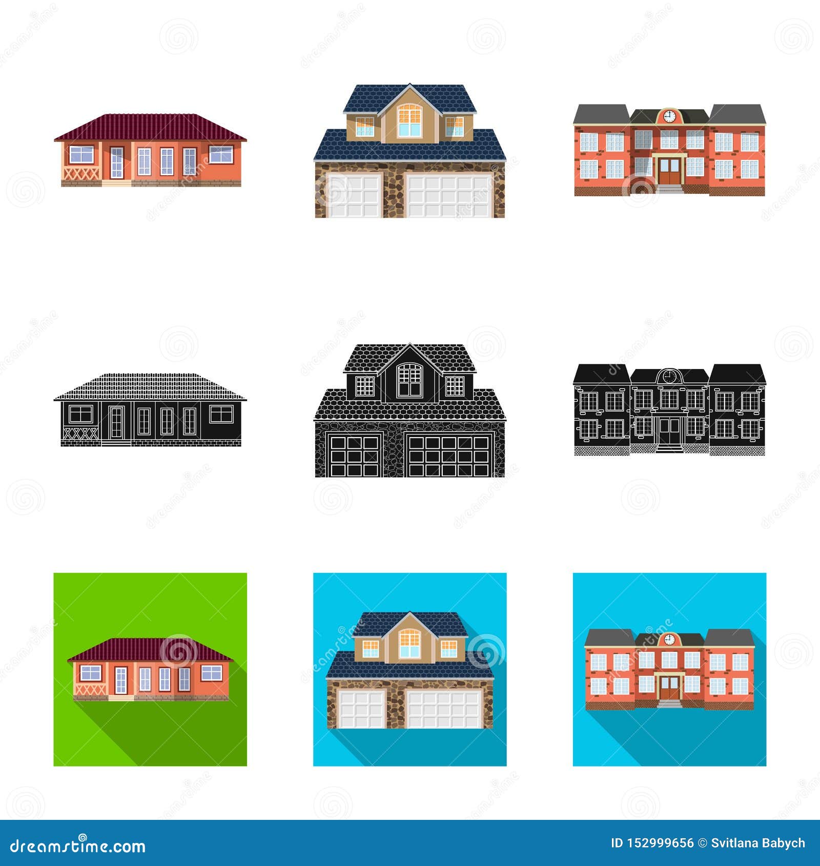 Vector Design of Building and Front Sign. Collection of Building and ...
