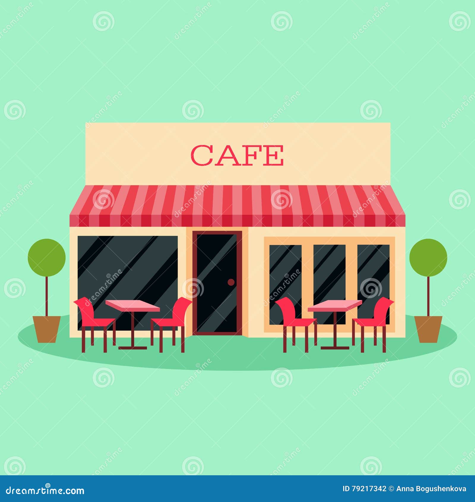 Vector Illustration of Building Restaurant and Cafe Flat Icon Stock ...