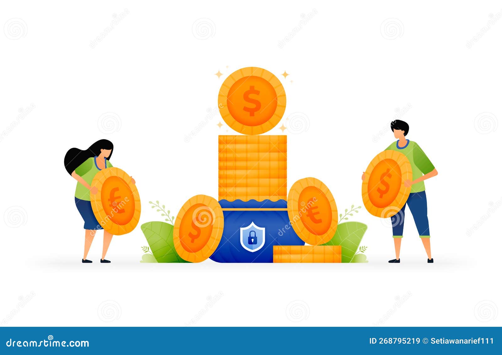 Vector Illustration of Building Savings Together. Power of Smart Saving ...