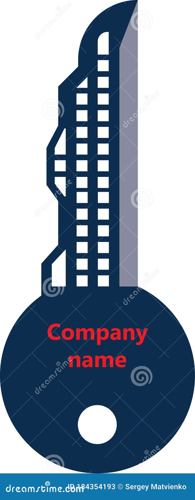 Vector Illustration of a Building in the Shape of a Key. Stock Vector ...
