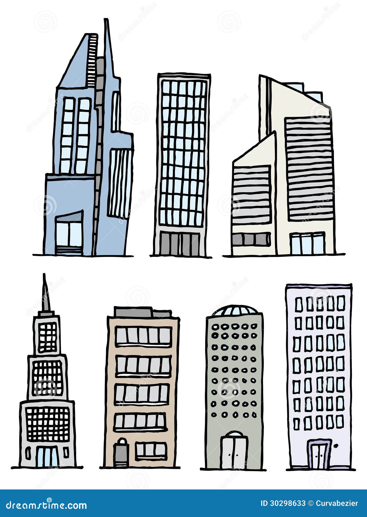 Buildings Handwritten Set / Sketchy Architecture Stock Vector ...