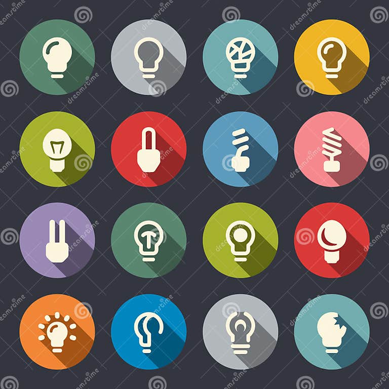 Vector Illustration. Bulb Icon Set Stock Vector - Illustration of ...
