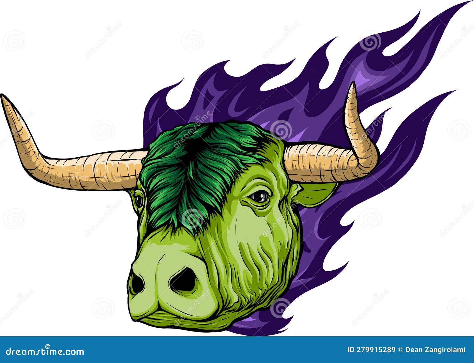 Vector Illustration of Bull Head in Flame Stock Vector - Illustration ...
