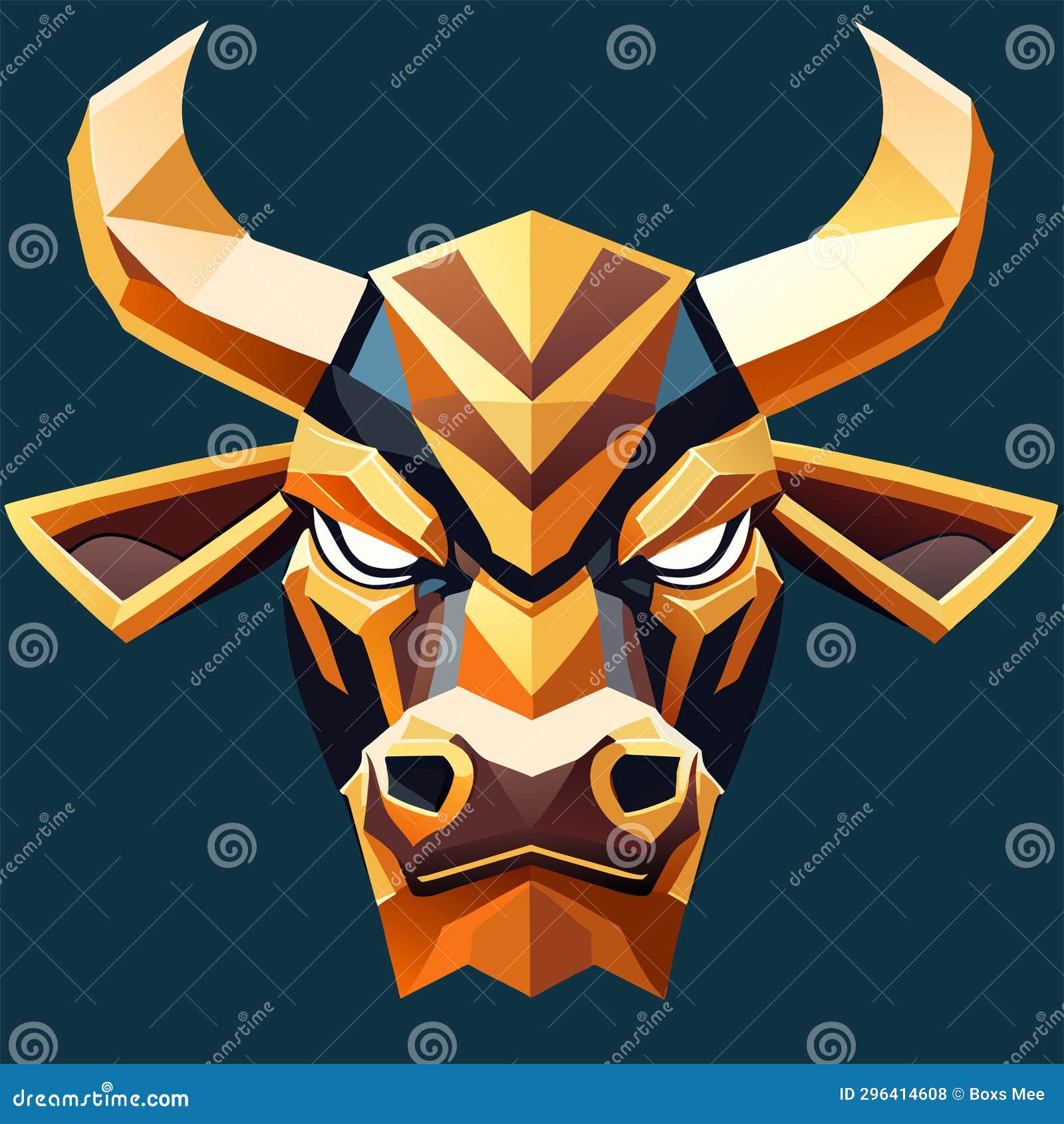 Vector Illustration of a Bull Head in a Low Poly Style. Isolated on a ...