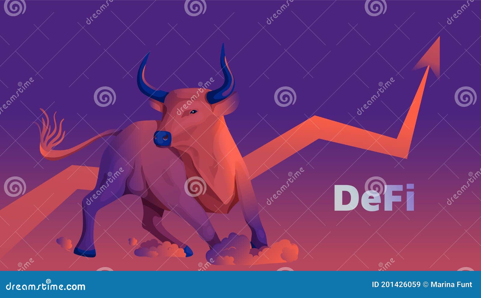 Vector Illustration with Defi Decentralized Finance Bullish Trend ...