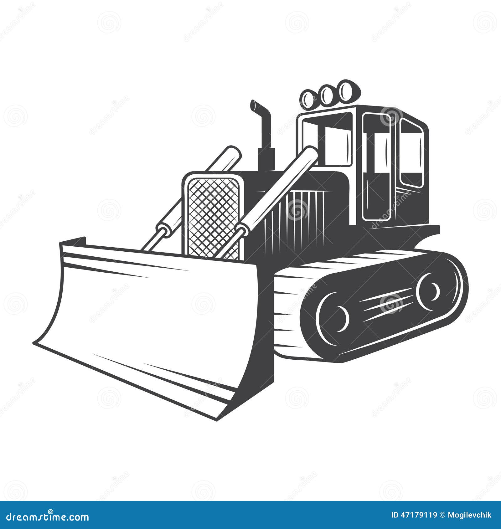 Vector Illustration of Bulldozer. Stock Vector - Illustration of blade ...