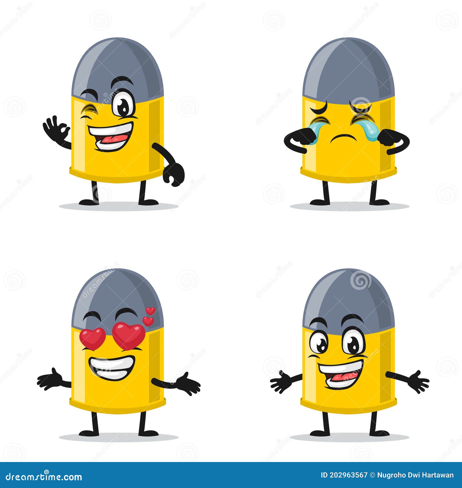 Vector Illustration of Bullet Mascot or Character Stock Image ...