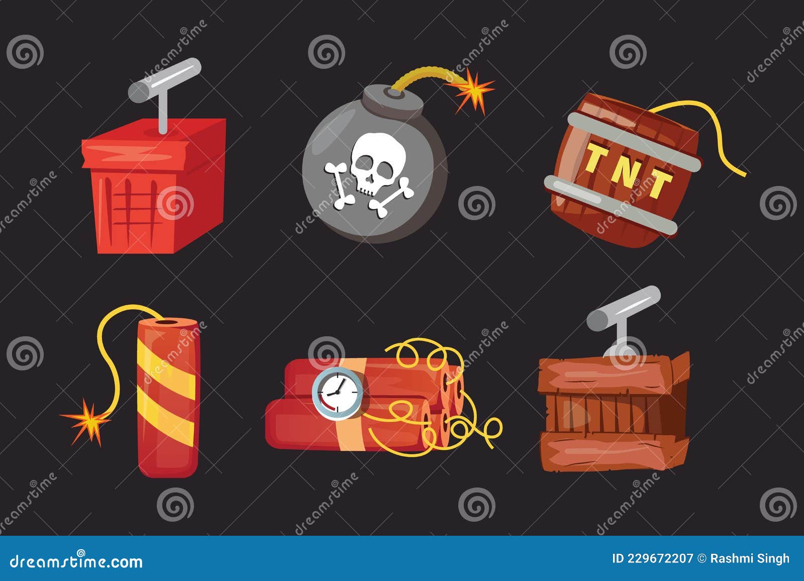 Tnt and dynamite icon set stock illustration. Illustration of bundle ...