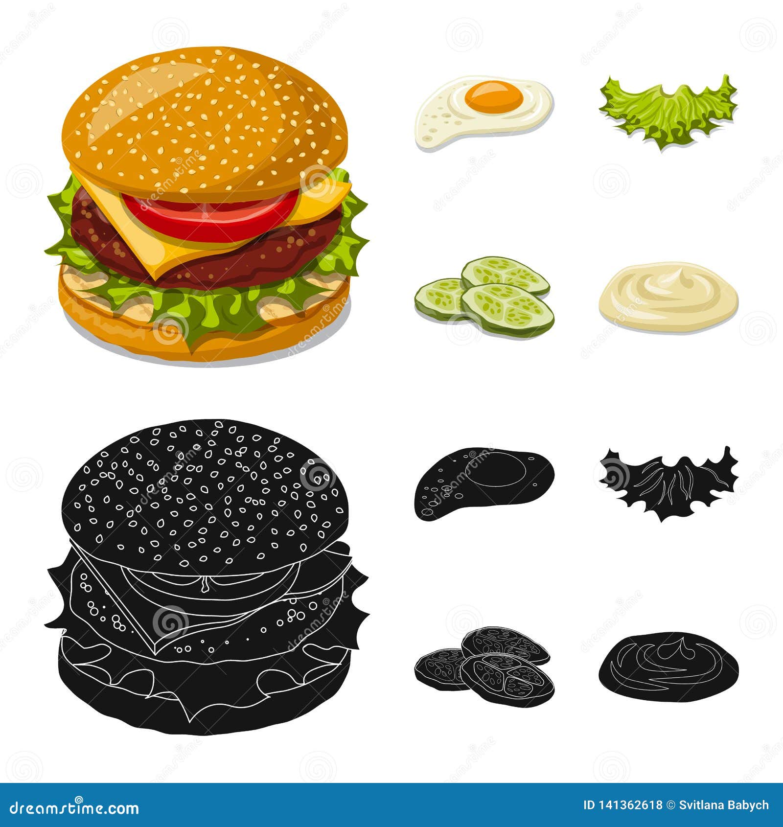 Vector Design of Burger and Sandwich Icon. Collection of Burger and ...