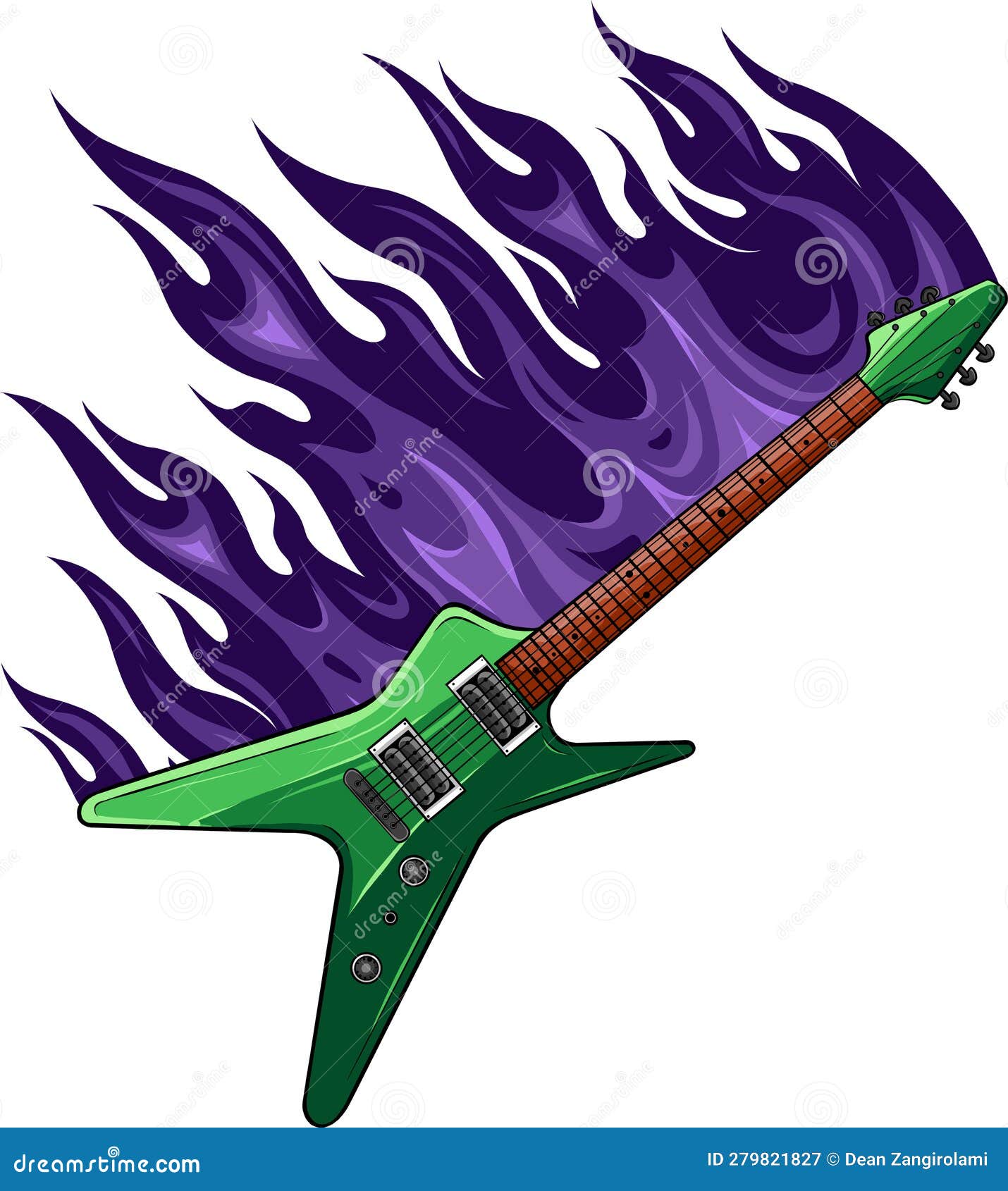 Vector Illustration of Burning Electric Guitar Design Stock Vector ...