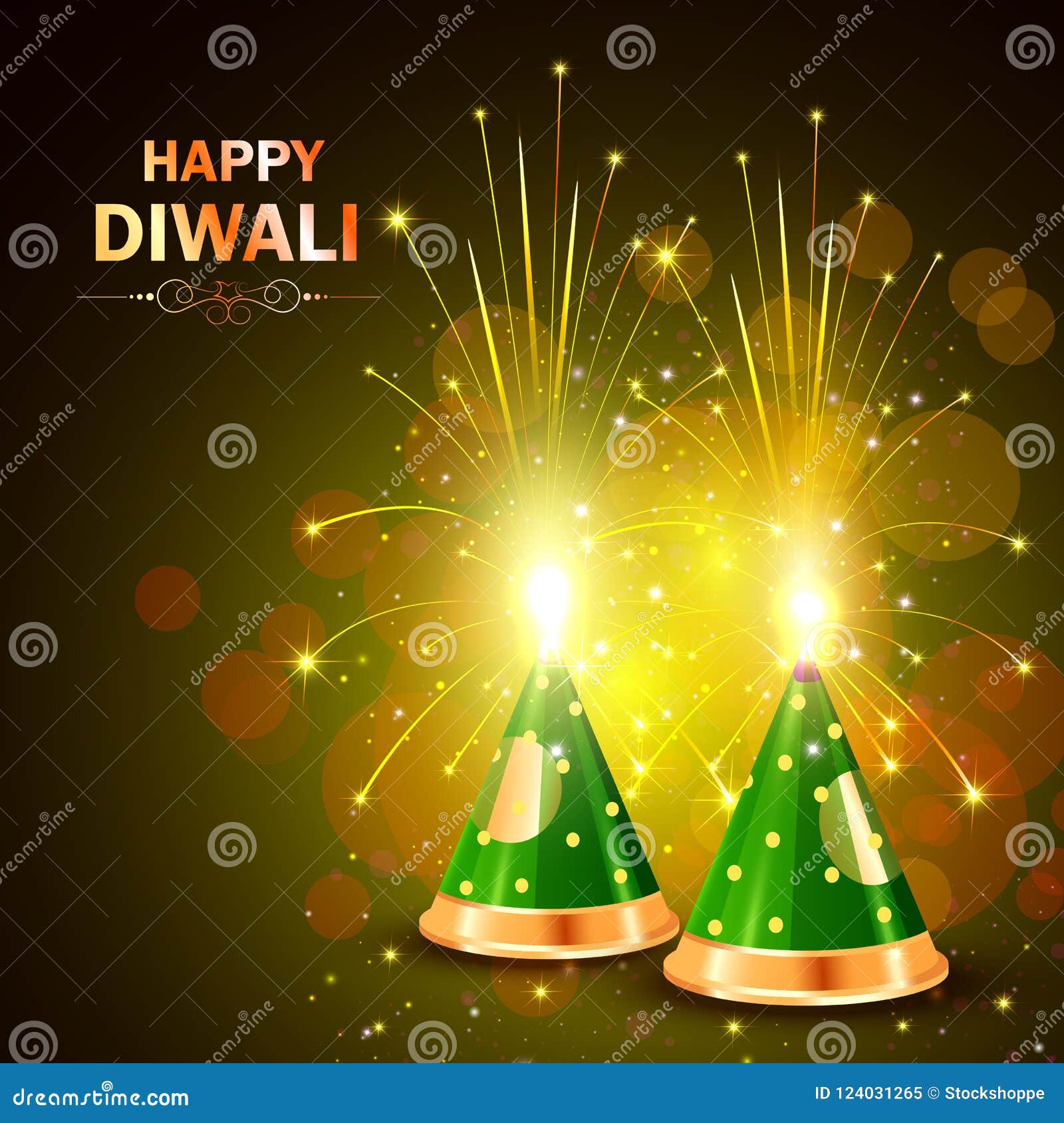 Burning Firecracker in Happy Diwali Stock Vector - Illustration of ...
