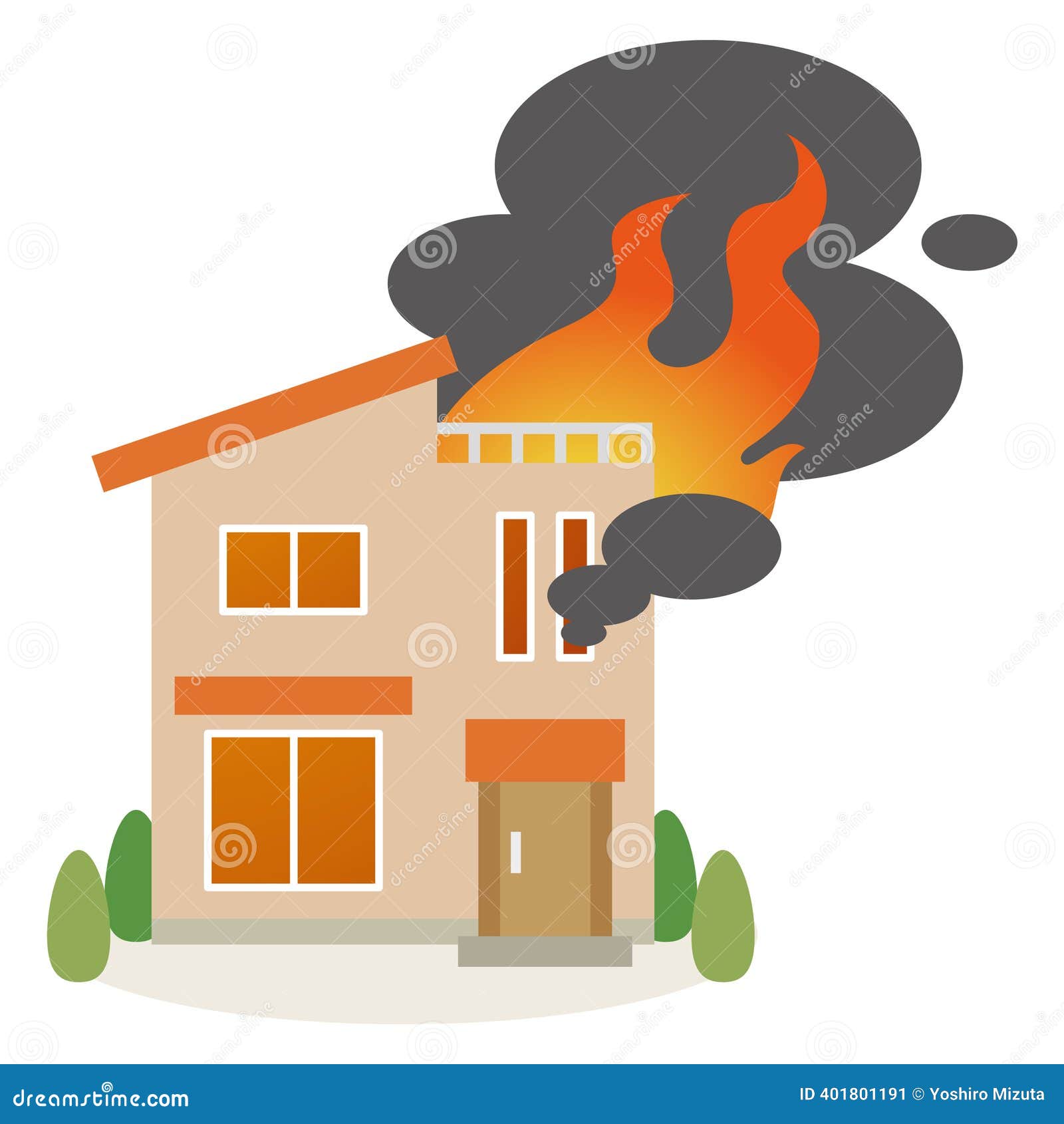 Burning House. Fire In The Old House. Illustration, Burning House A House Is On Fire Displaying ...