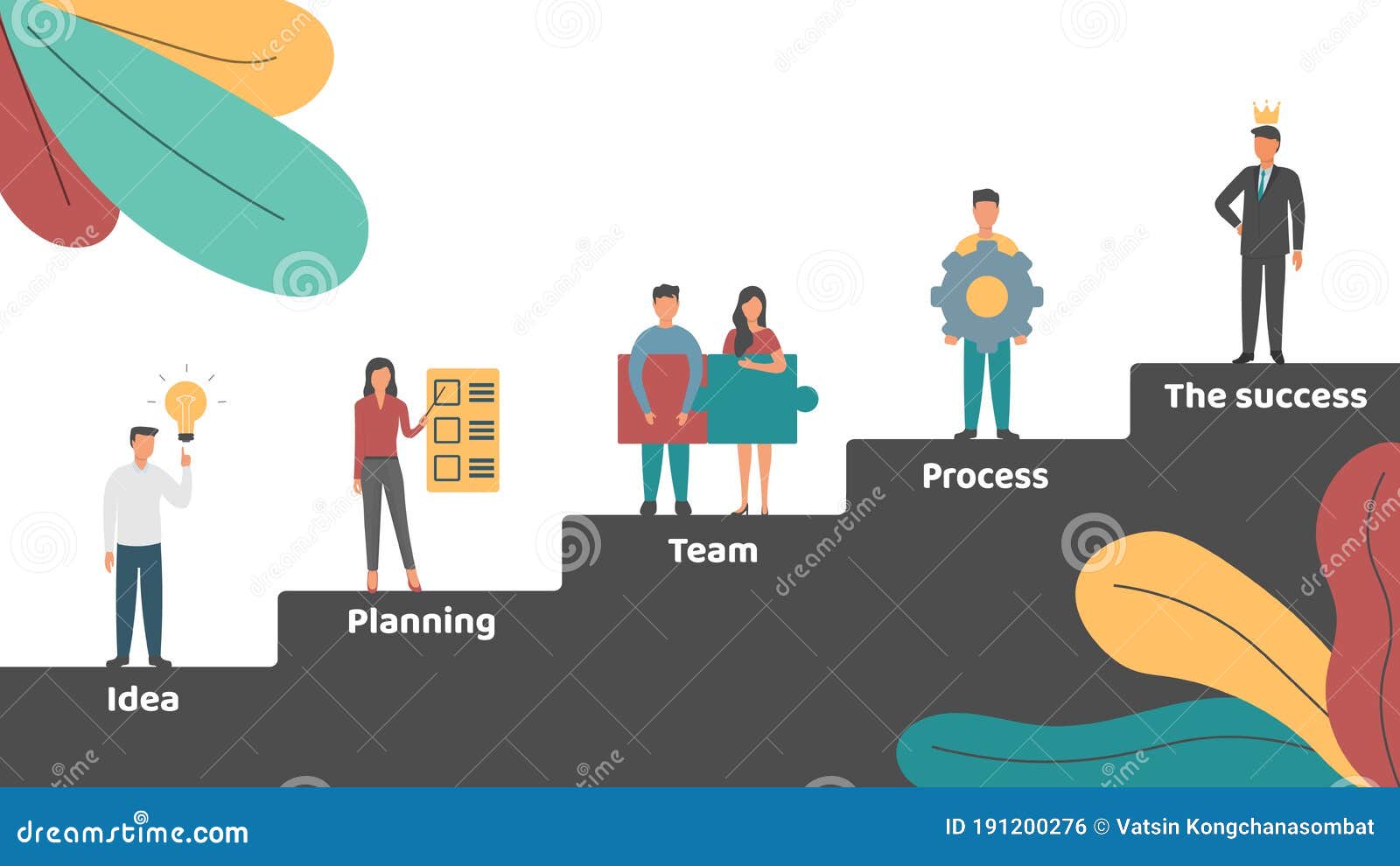 Vector Illustration. Business Concepts. Teamwork Elements.Applying ...