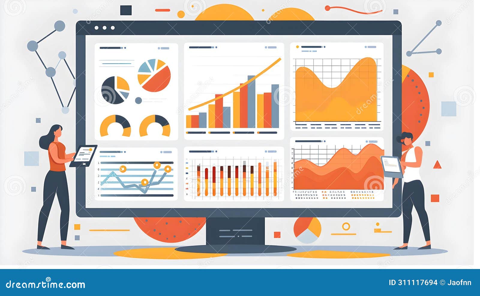 Vector Illustration of Business Data Analysis, Financial Report and ...