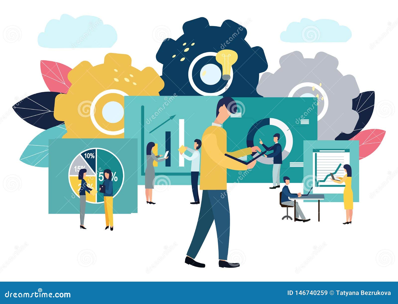 Vector Illustration of a Business, Employees Study Infographics ...