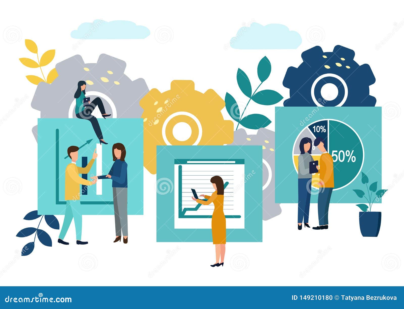 Vector Illustration of a Business, Employees Study Infographics ...
