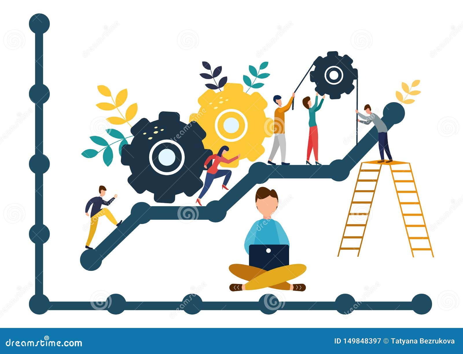 Vector Illustration of a Business, Employees Study Infographics ...