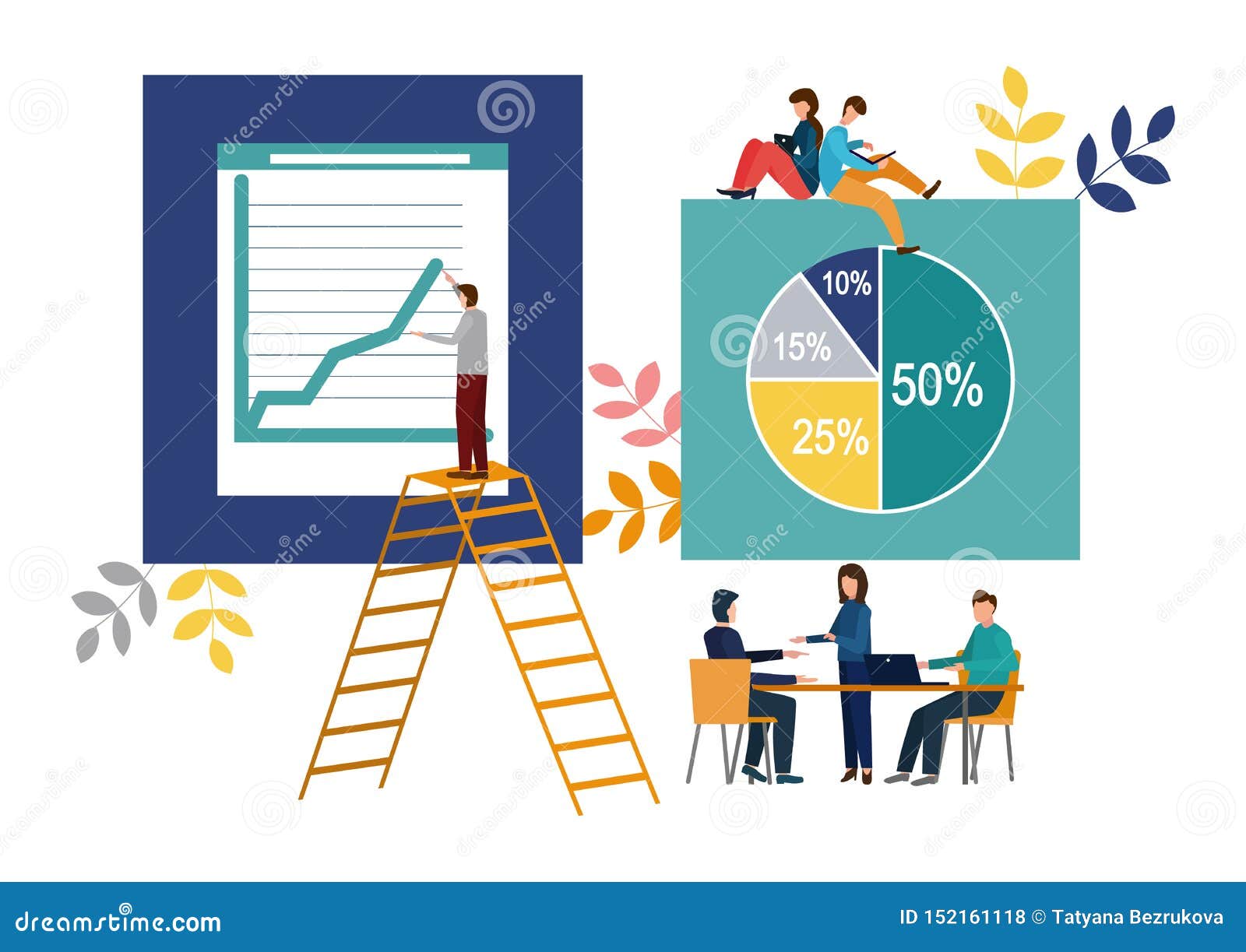 Vector Illustration of a Business, Employees Study Infographics ...