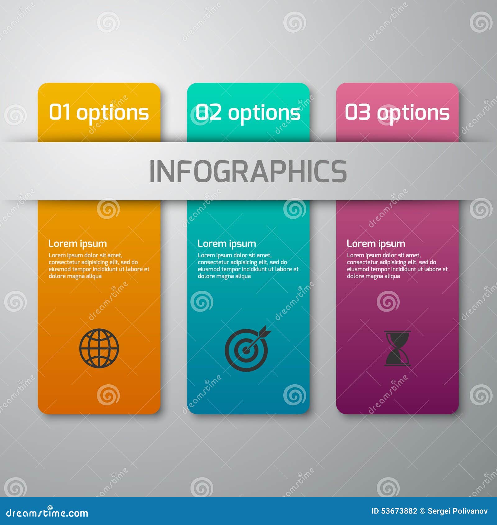 Vector Illustration of Business Infographics 3 Options . Rectangles ...