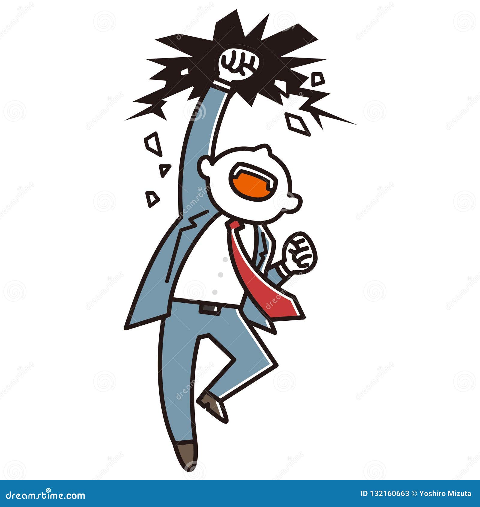 Vector Illustration of Business Man Breaking Down the Wall Stock Vector ...