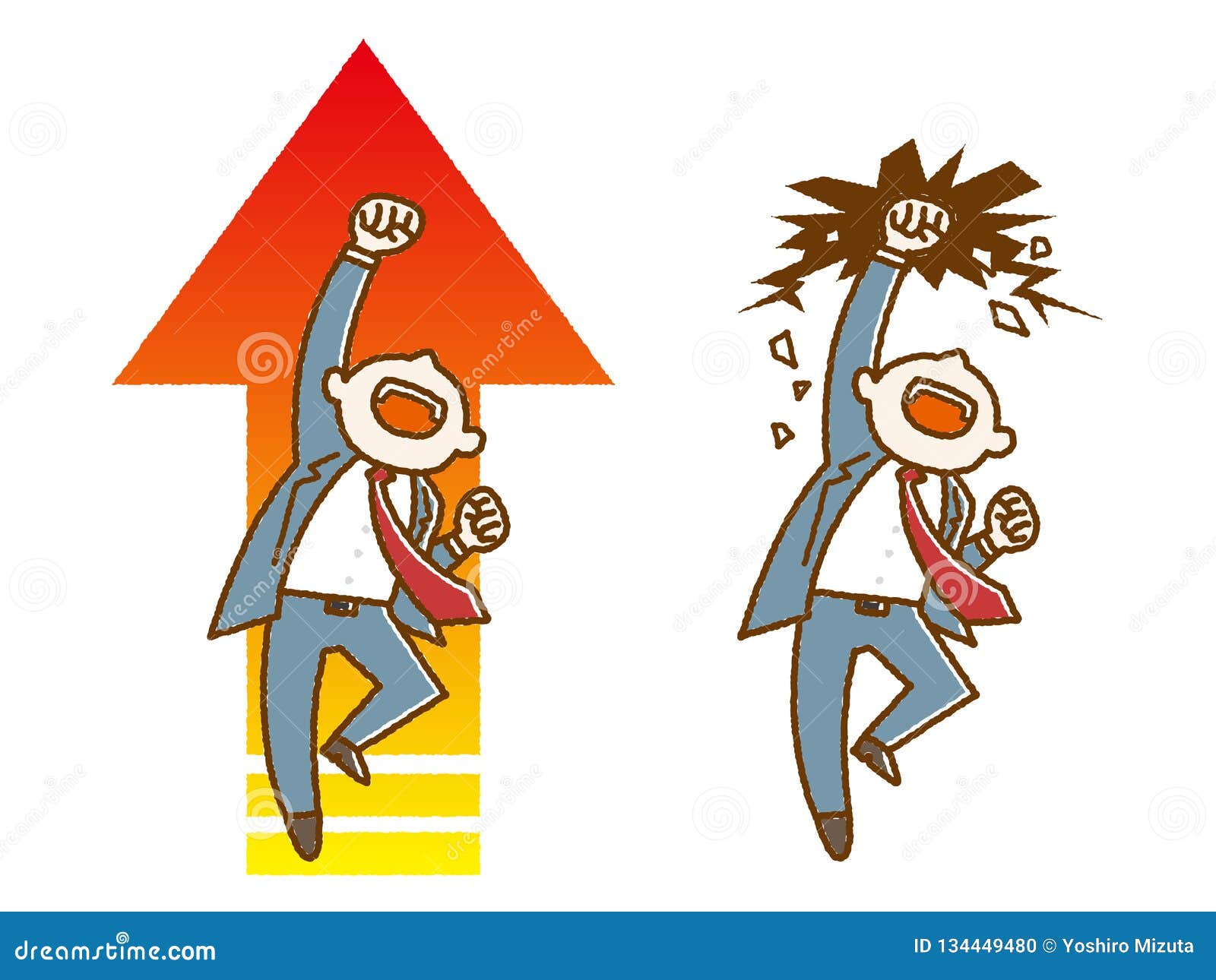 Vector Illustration of Business Man Breaking Down the Wall Stock Vector ...