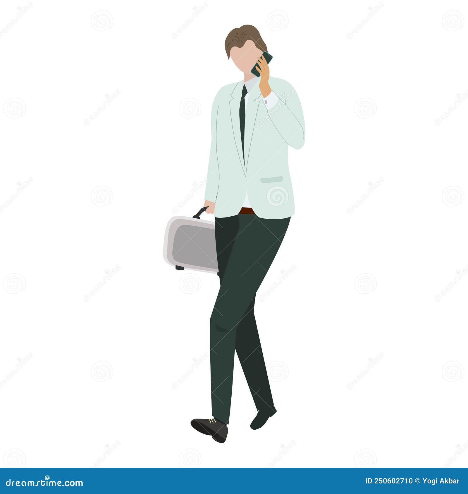 Vector Illustration Business Man Running To Work,flat Design Stock ...