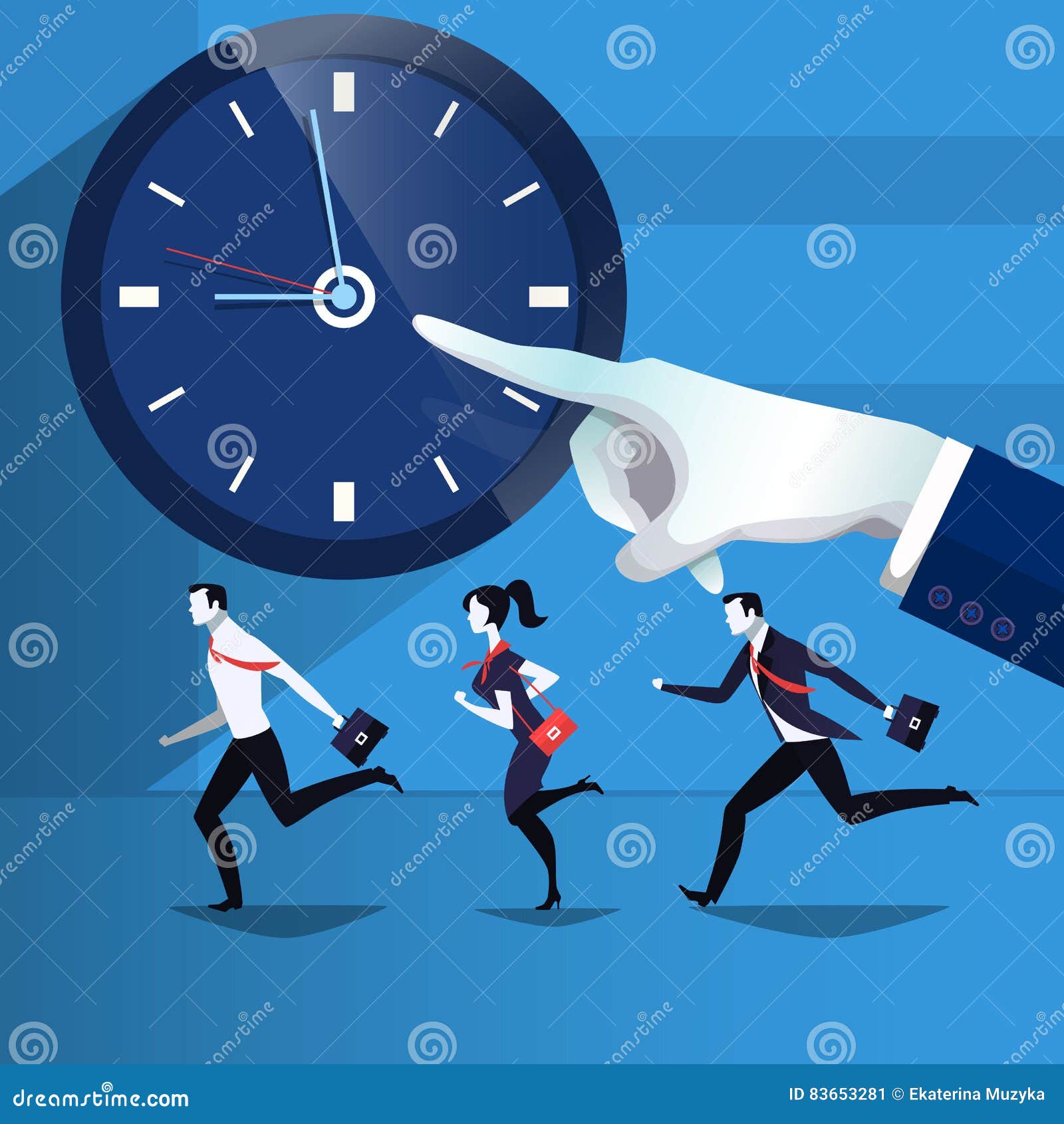 Vector Illustration of Business People Catching Up the Time Stock ...