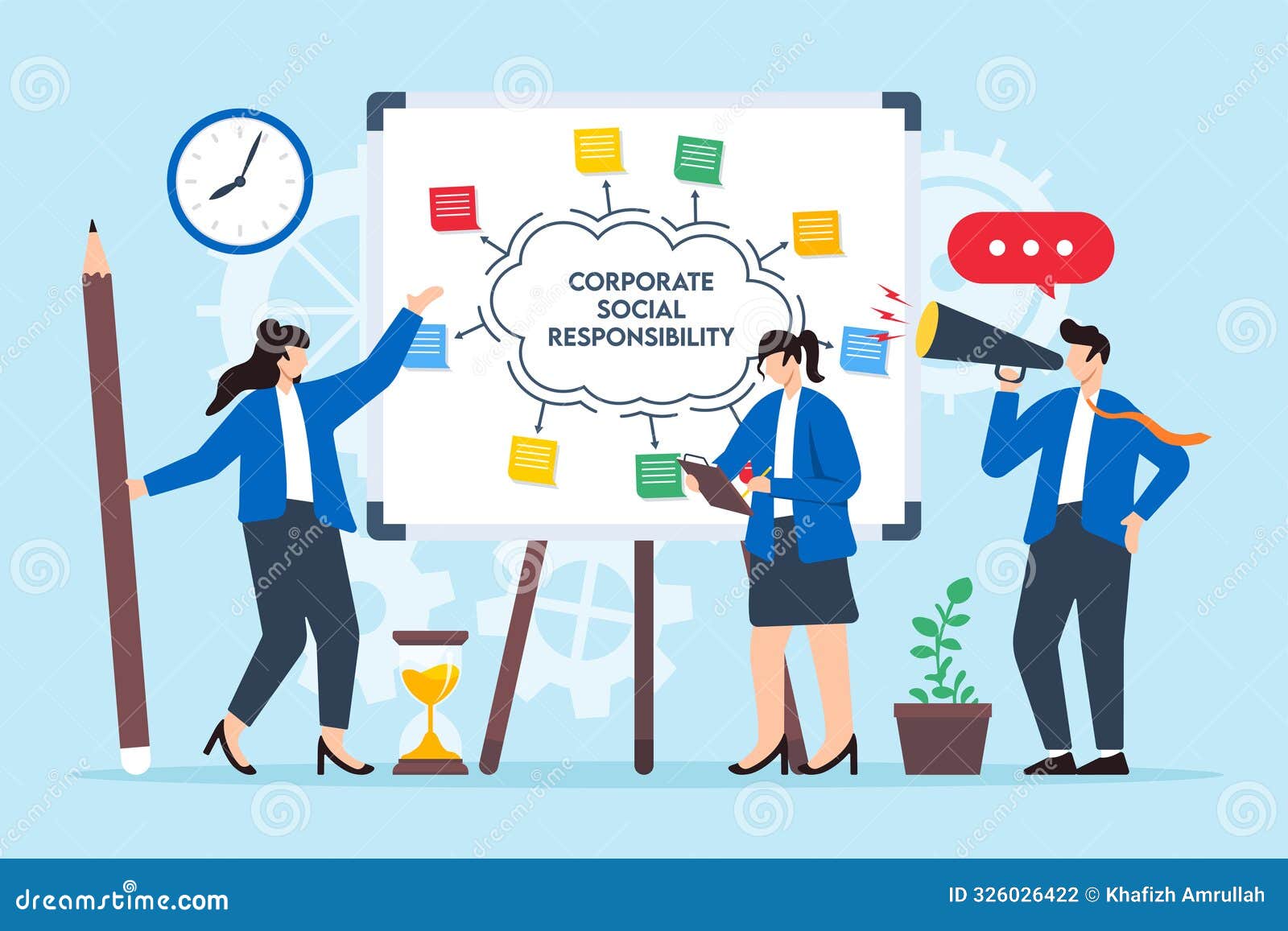 Vector Illustration of Business People Coordinating Corporate Social ...