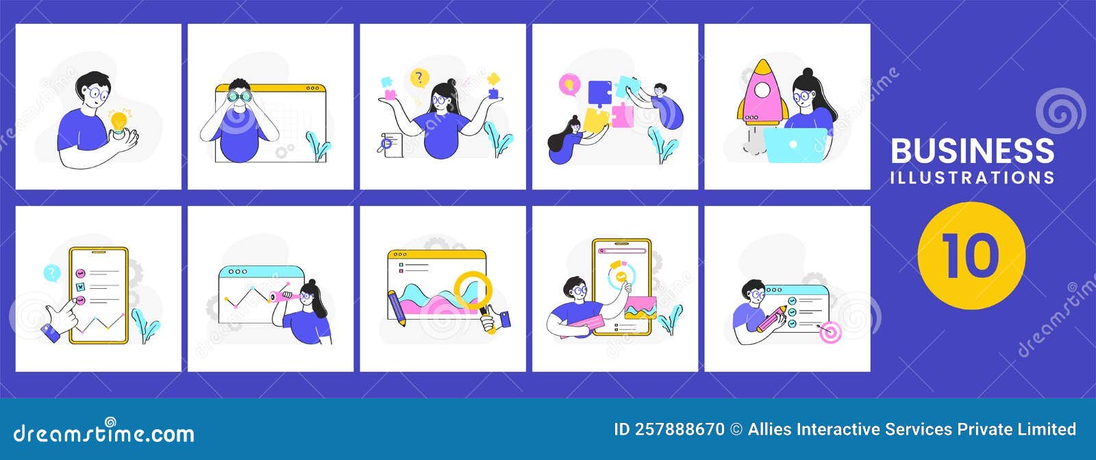 Vector Illustration of Business People or Employee Working at Workplace ...