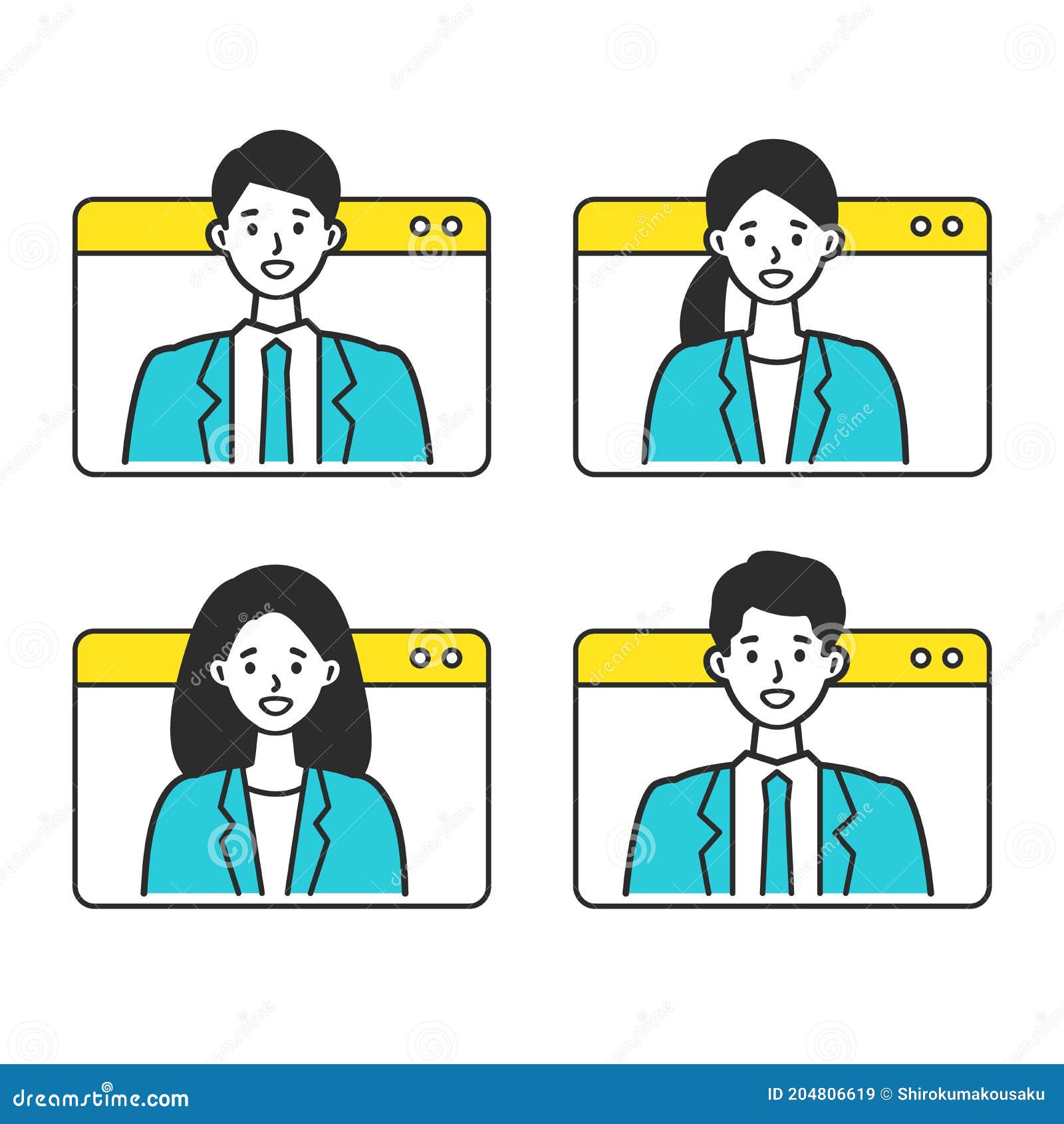 Vector Illustration of Business People Having Communication Via ...