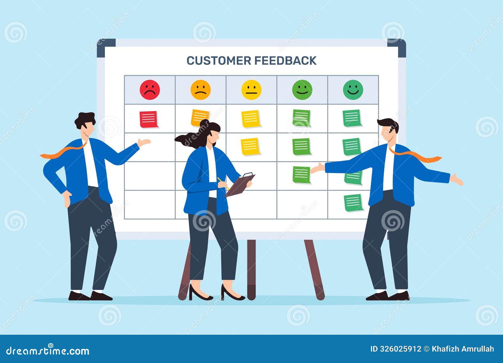 Vector Illustration of Business People Mapping Customer Feedback with ...