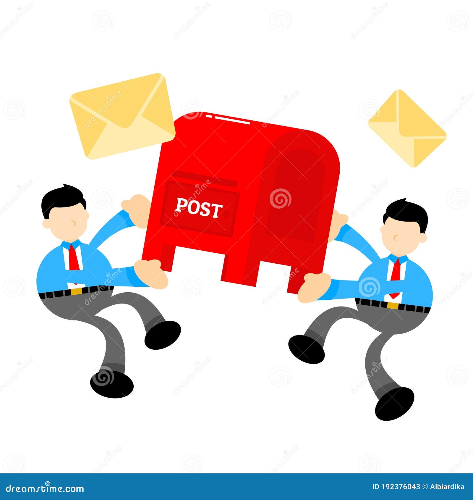 Businessman Worker and Letter Mail Box Cartoon Doodle Flat Design ...