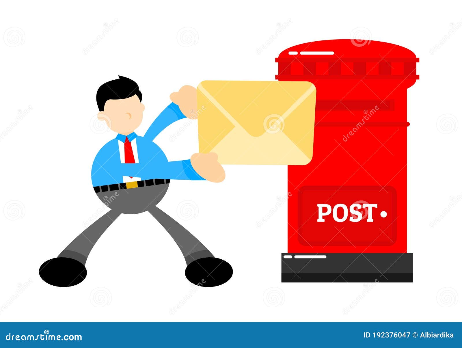 Businessman Worker and Letter Mail Box Cartoon Doodle Flat Design ...