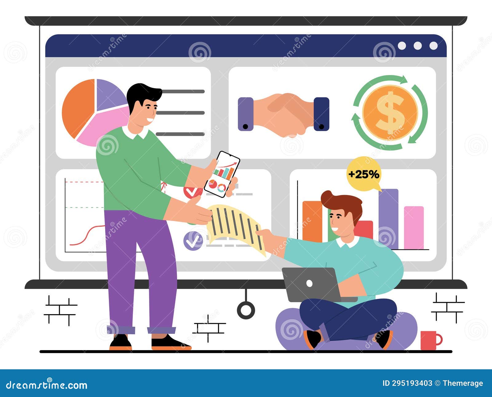 Vector Illustration of Business Team that Analysis of the Activities ...